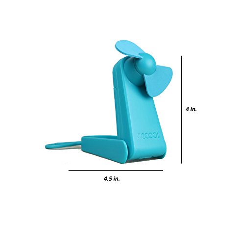 O2COOL Personal Battery Pocket and Table Desk Fan - Carabiner Clip - Flip Down Stand - Quiet - Foam Blades - Teal