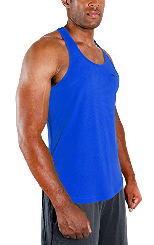 DEVOPS 3 Pack Men's Y-Back Dri Fit Muscle Gym Workout Tank Top (3X-Large, Black/Navy/Blue)