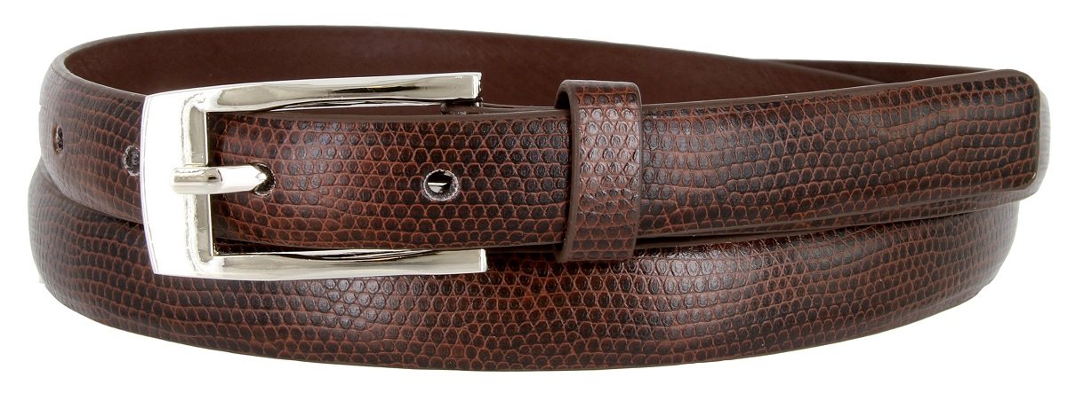 7045 Women's Skinny Lizard Embossed Leather Casual Dress Belt (Red, Small)
