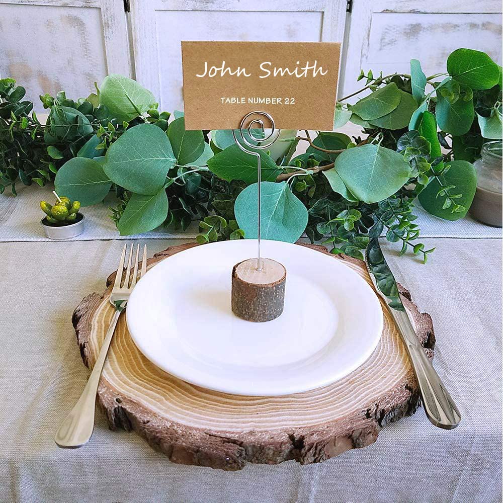 Place Card Holders 10pcs Table Number Holders with 20pcs Cards Rustic Real Wood Base Wedding Table Name Number Holder Party Decoration Card Holders Picture Memo Note Photo Clip Holder