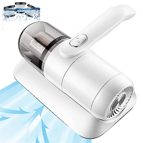 Cordless Bed Vacuum Cleaner with 2PCS HEPA Filter 12KPa Suction Handheld Mattress Vacuum Cleaner for Bed Sheet Pillow Couch pet Hair and Carpets (Upgraded)