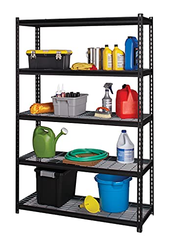 Iron Horse 2300 Deck Wire Shelving Unit, 5 Shelf, 18" x 48" x 72", Black, Black & Zinc