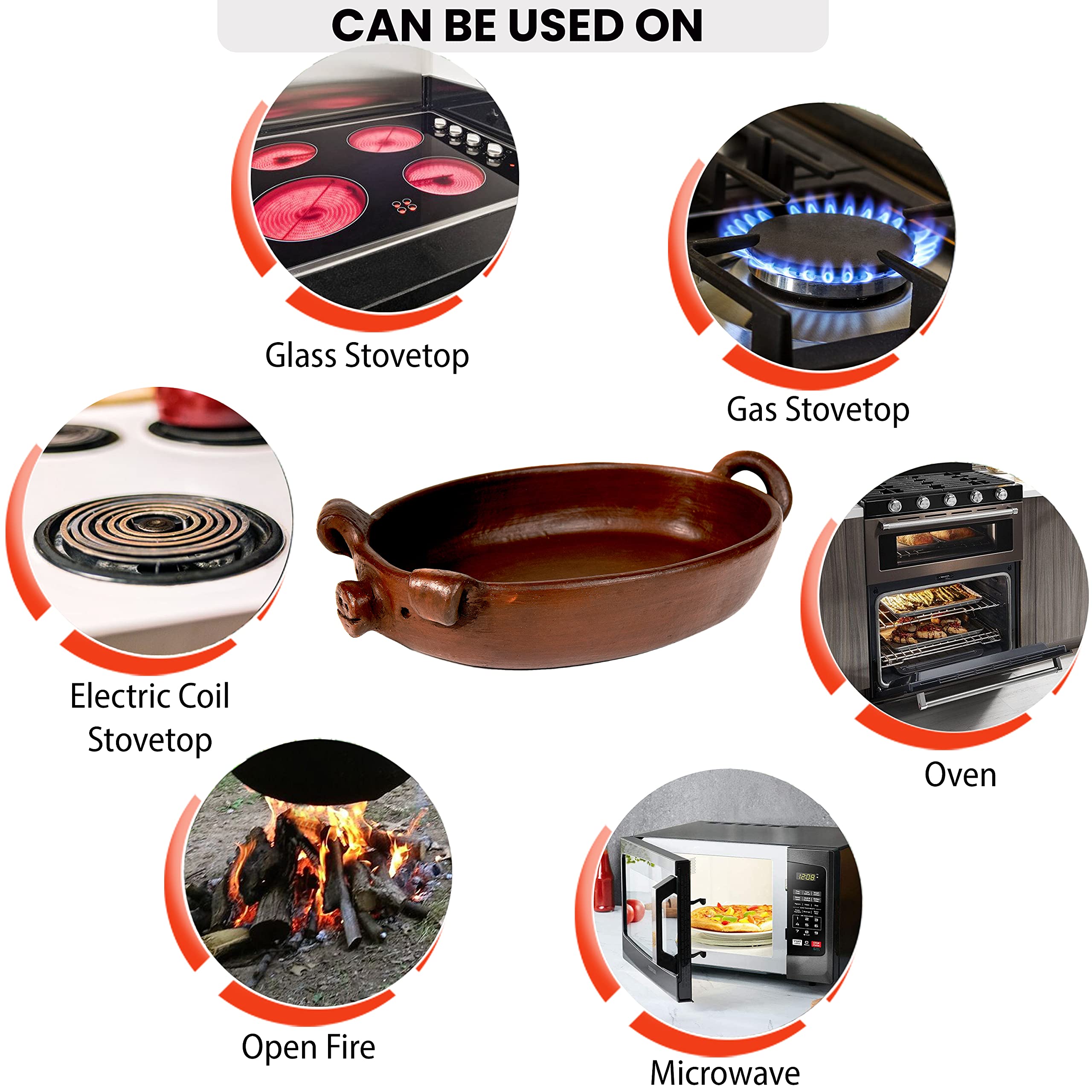 Ancient Cookware Pomaireware Clay Novelty Pig Faced Roasting Pan, 1.5 Quarts