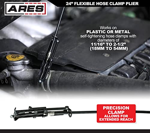 ARES 71102 - Flexible Hose Clamp Plier - 24-Inch Heavy Duty Cable Flexes for Use in Any Position - Works on 18mm-54mm Hose Clamps