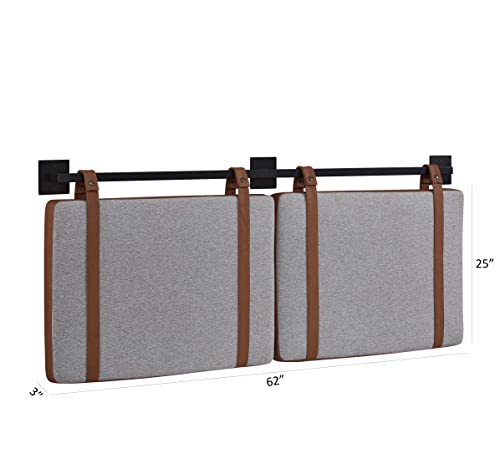 Ball & Cast Wall Mount Queen Headboard Faux Leather or Fabric Double Side Use Upholstered Headboards,Vintage Brown& Gray