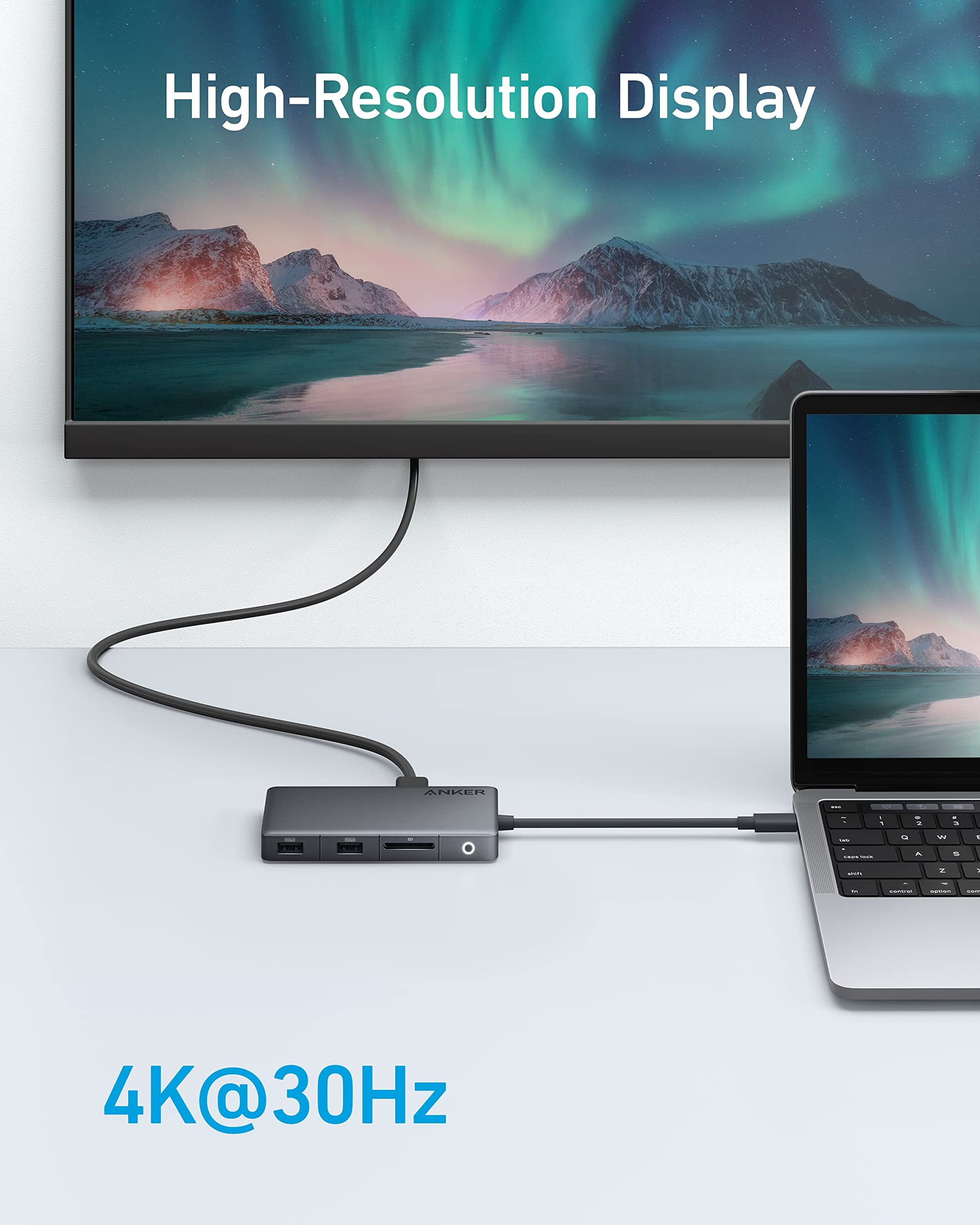 Anker USB C Hub, 341 USB-C Hub (7-in-1, 4K HDMI) with 3 5Gbps USB-C and USB-A Data Ports, 4K HDMI Display, Ethernet USB C Cable, [2-Pack, 6ft] Premium Nylon USB A to USB C Charger Cable