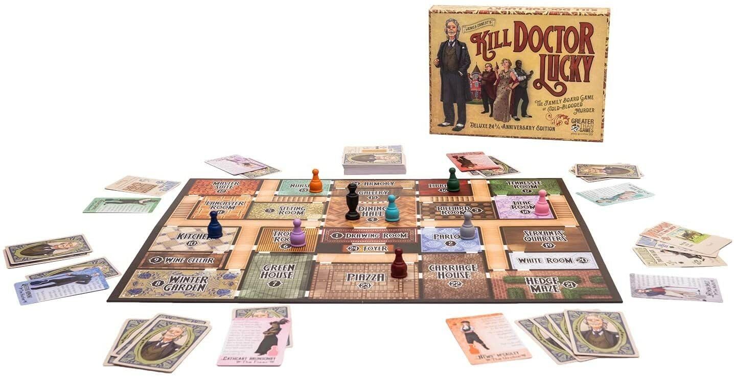 Cheapass Games: Kill Doctor Lucky, Deluxe 23rd and 3/4th Anniversary Edition, Family Board Game of Cold-Blooded Murder, For 2 to 8 Players
