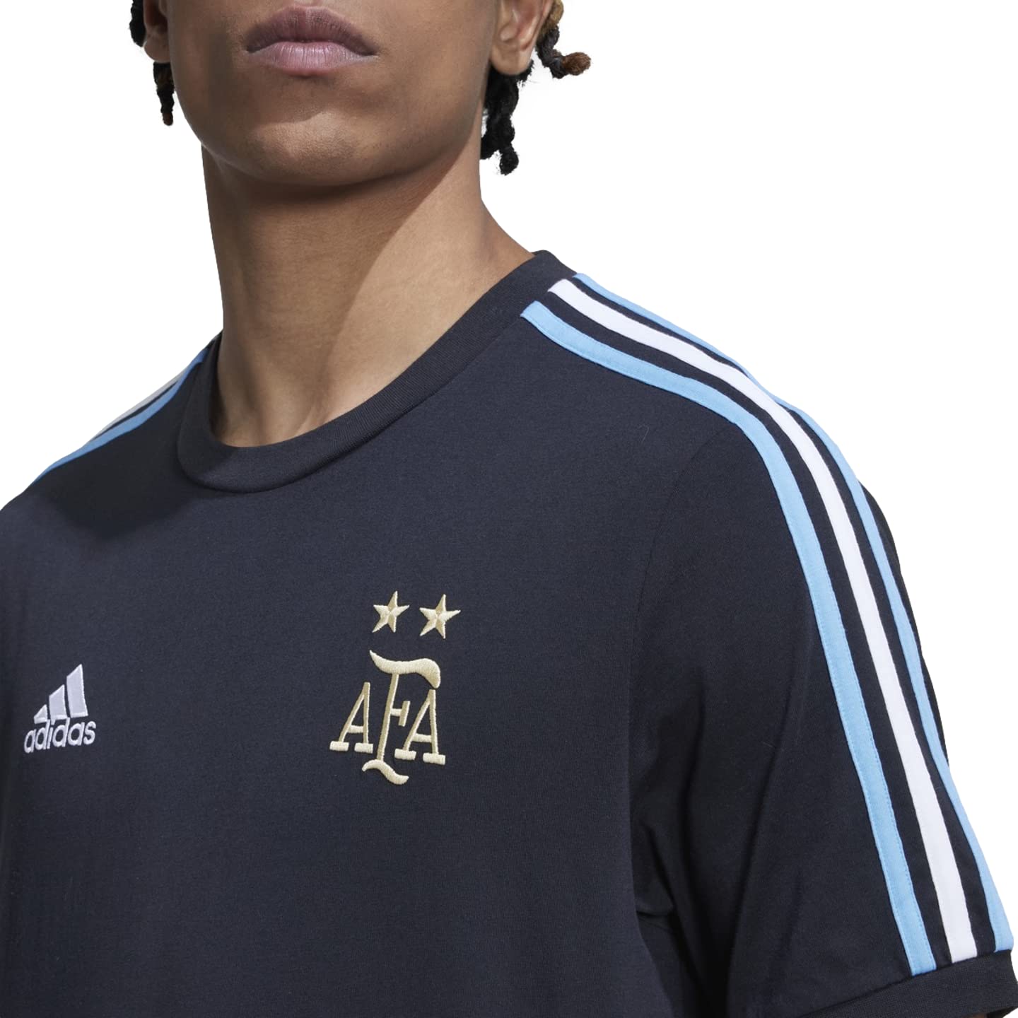 adidas Men's Soccer Argentina DNA 3-Stripe Tee (as1, Alpha, m, Regular, Regular, Medium) Navy