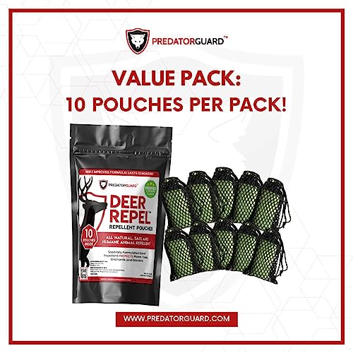 Deer Repel Deer Repellent Plants Pouches - Stop Deer and Rabbits Eating Plants Trees Gardens and Vegetables - 10 Pack Lasts 12 Months - All Natural Ingredients