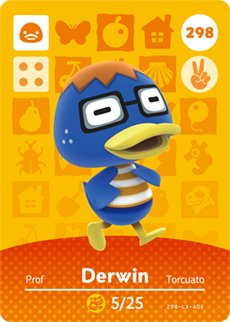 Derwin - Nintendo Animal Crossing Happy Home Designer Amiibo Card - 298