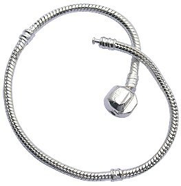 925 Sterling Silver Snake Chain Bracelet, Bangle Barrel Clasp, Scratch Resistant with Protective Rhodium Finish, Compatible with Name Brand Beads, Ideal for Both Women and Men, Unisex Bracelet 7 Inch
