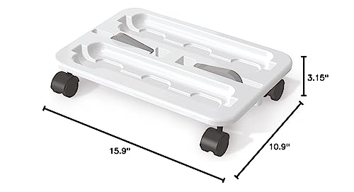 Deflecto Stack 'N Go Caddy Wheel Base, Craft Organizer, Compatible with Deflecto Desk Supplies Organizer Caddy, White, 16"W x 3 1/4"H x 11"D (29443CR)