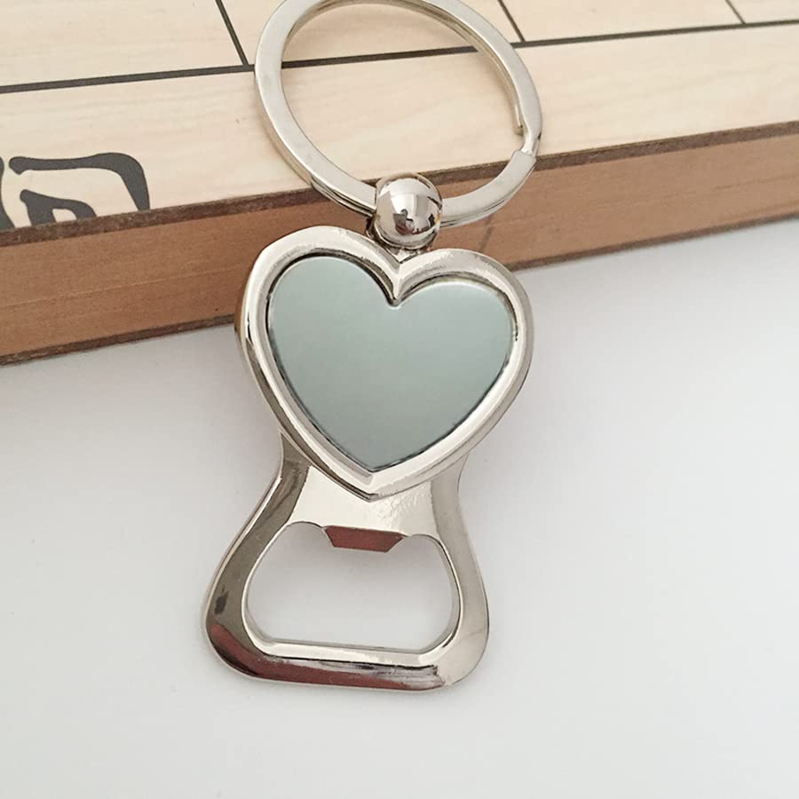 ARFUKA Bottle Opener Keychain Portable Beer Bottle Opener Key Chain Heart Pendant Keyring Beverage Bottle Opener Key Ring Gift for Men and Women