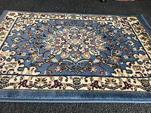Deir Debwan Traditional Oriental Door Mat Area Rug Blue Persian (330,000 Point) Design 603 (2 Feet X 3 Feet)