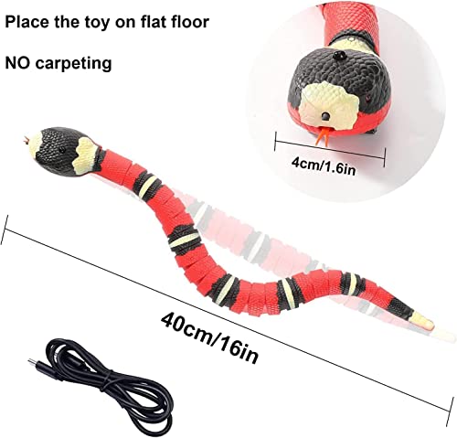 CSD Smart Sensing Snake Toy - Interactive Fake Snake for Kids, Cats & Dogs - USB Rechargeable Electric Simulation Slithering Serpent - Realistic Snake Prank Prop for Halloween, Christmas & April Fools
