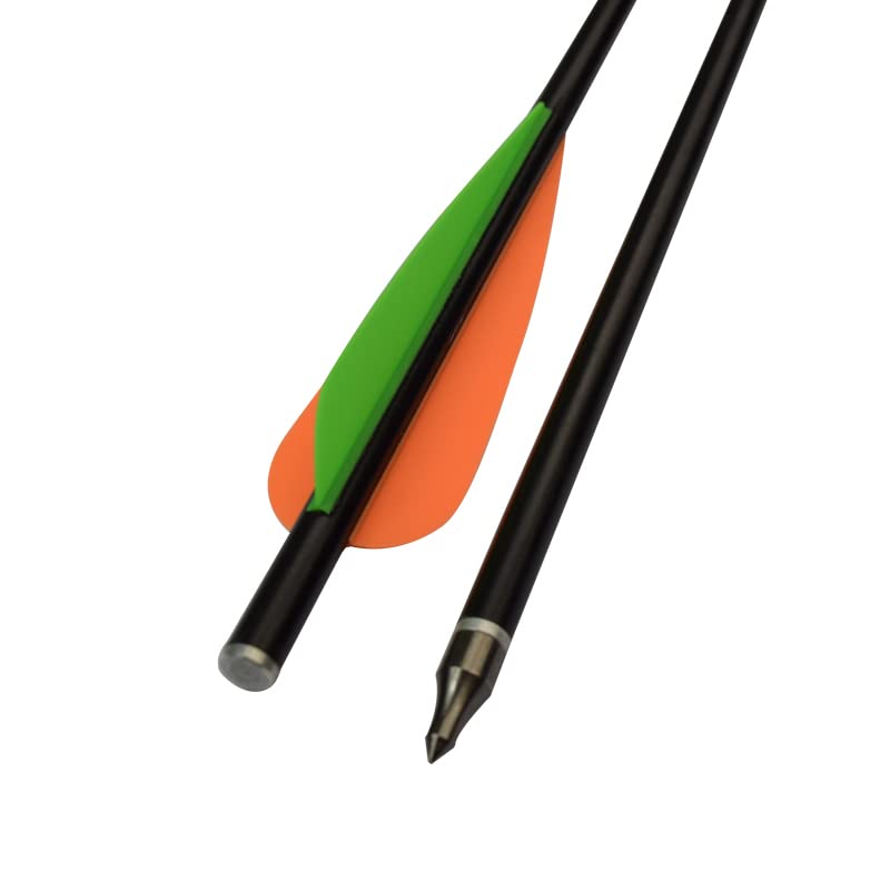 8031 Fiberglass Crossbow Bolts 14Inch Hunting Archery Arrows 12PCS/Pack (One Green Two Orange Vanes)