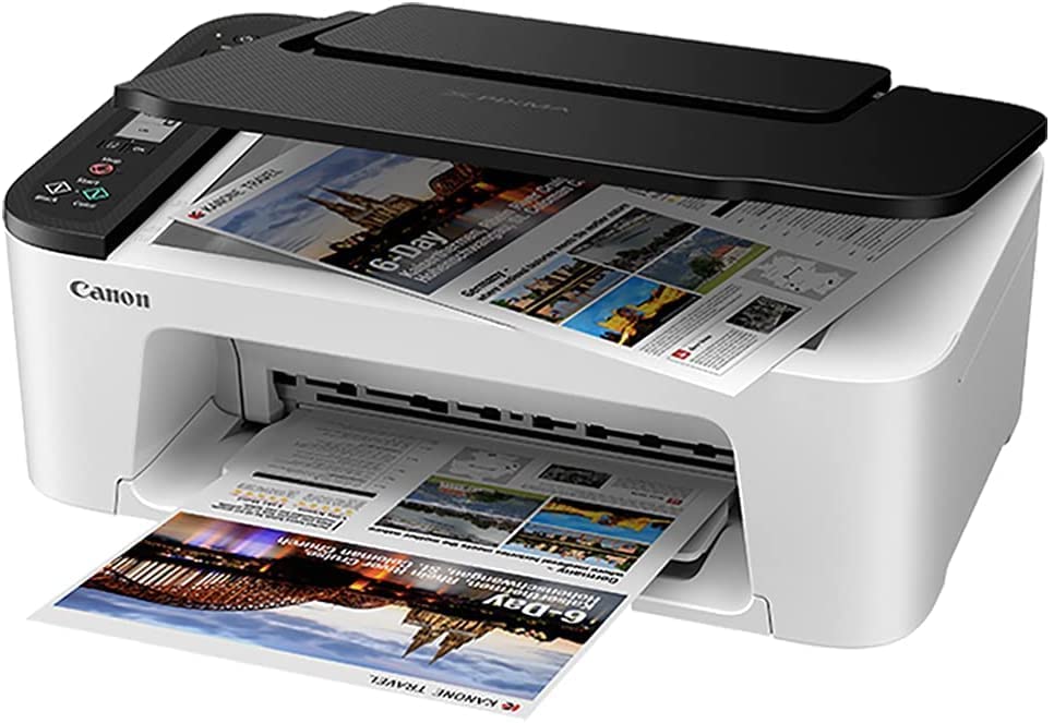 Canon PIXMA TS3 Series Color Inkjet Printer, All-in-One Wireless Print Copy Scan, Mobile Printing, 4800 x 1200 dpi, 1.5'' LCD, with MTC Printer Cable White