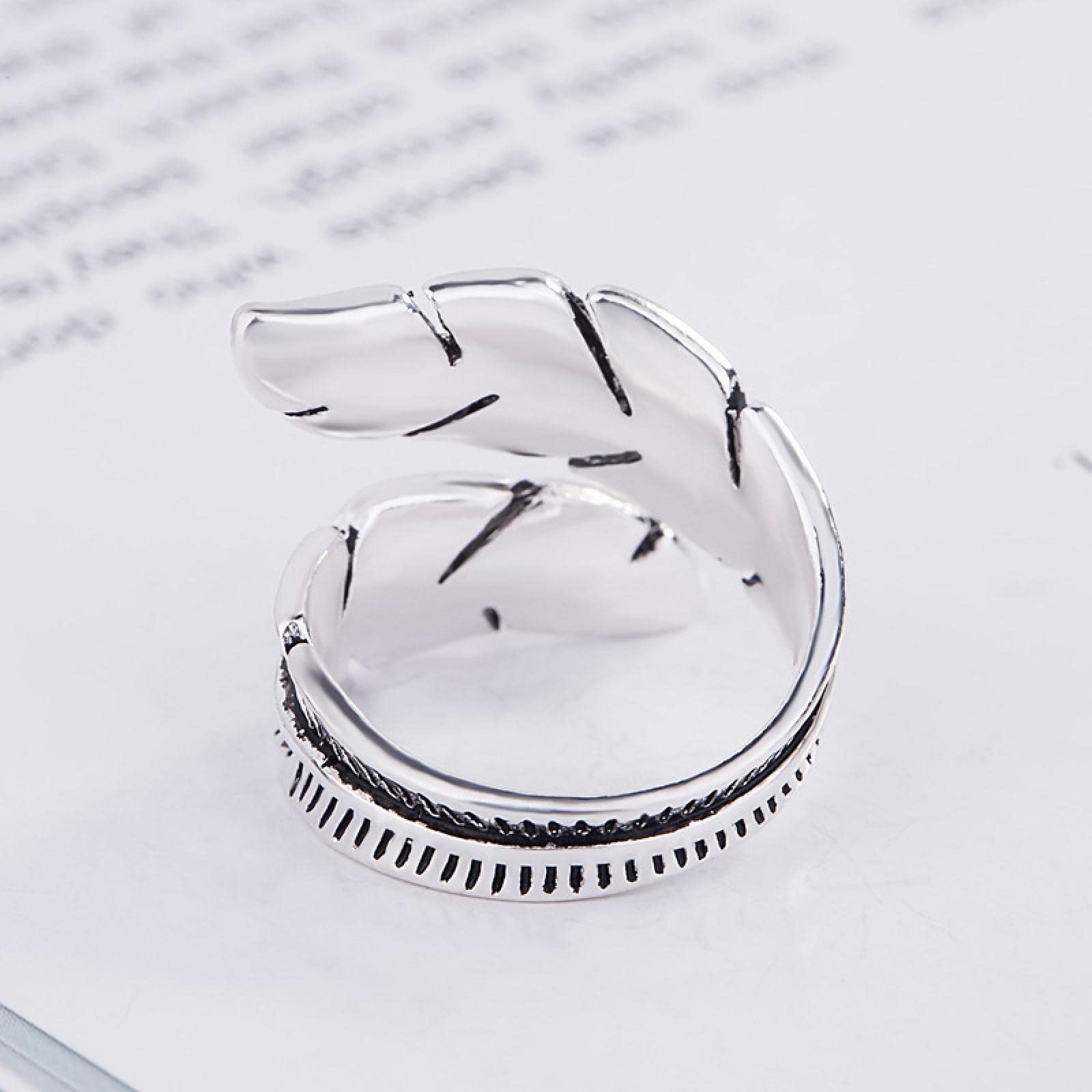 925 Sterling Silver Feather Adjustable Ring, Knuckle Party Gift For Men And Women