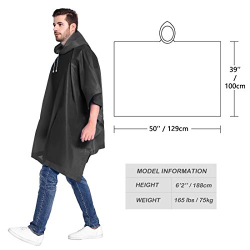 ANTVEE Reusable Adult Rain Ponchos 2 count (Pack of 1) for Women and Men with Drawstring Hood