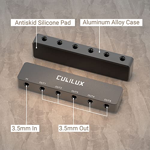 Cubilux Professional 5-Way 3.5mm AUX Splitter, Aluminum Case 5-Channel 1/8β Stereo Headphone Splitter, Multi-Port TRS Audio Share/Split Box/HUB for Speaker Earphones Laptop PC Smartphone Tablet