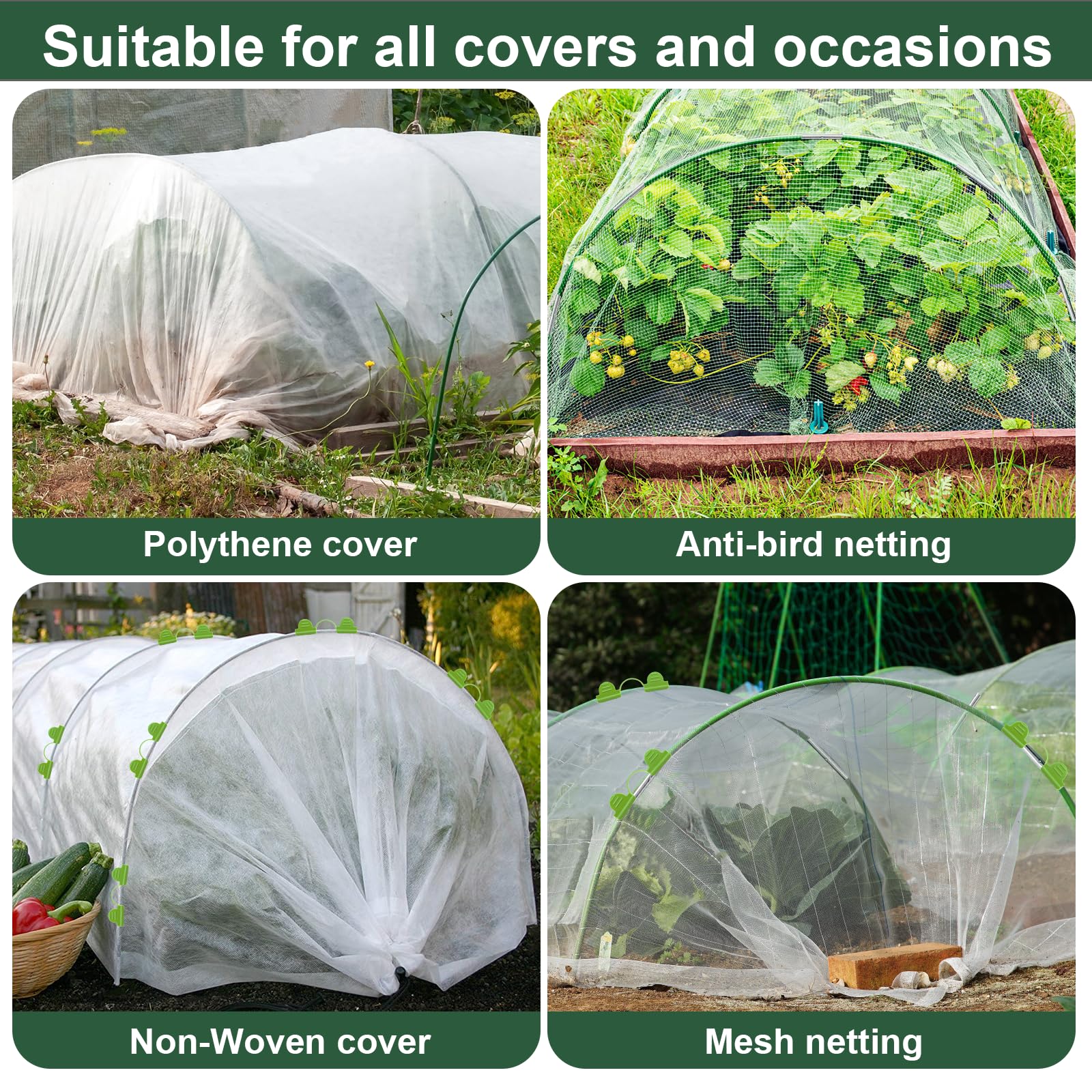 Aierden 72Pcs Garden Hoops for Raised Beds,12 Sets of 8FT Long Greenhouse Hoops Grow Tunnel, Fiberglass Support Hoops Frame for Netting, Plant Support Garden Stakes for Row Cover