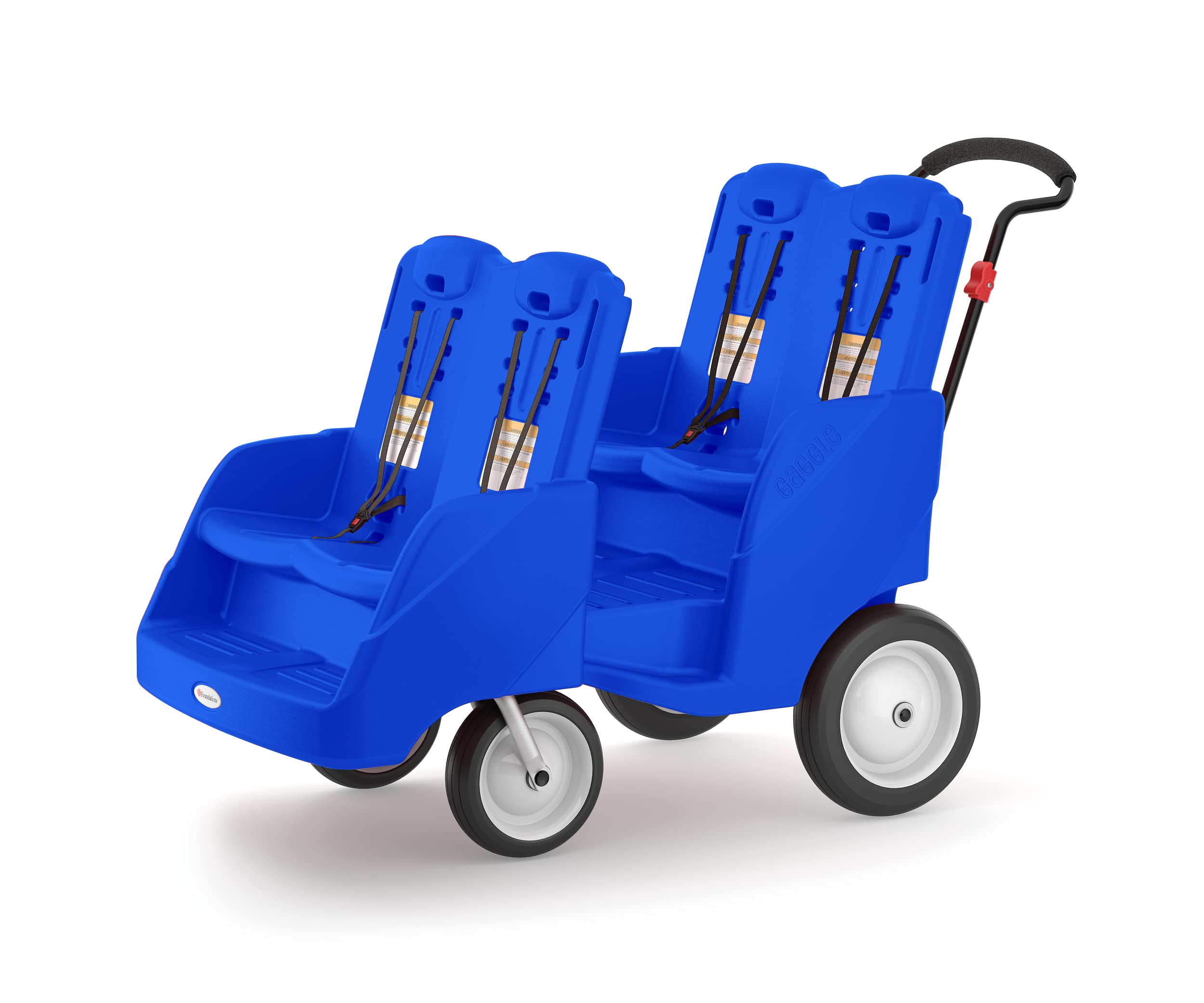 Gaggle by Foundations 4 Seat Buggy Stroller | 4-Seat Quad Stroller with 5-Point Harness for Added Safety | Multi-Child Stroller with Soft Stop Brake | Fits Through Standard Doorways | Blue