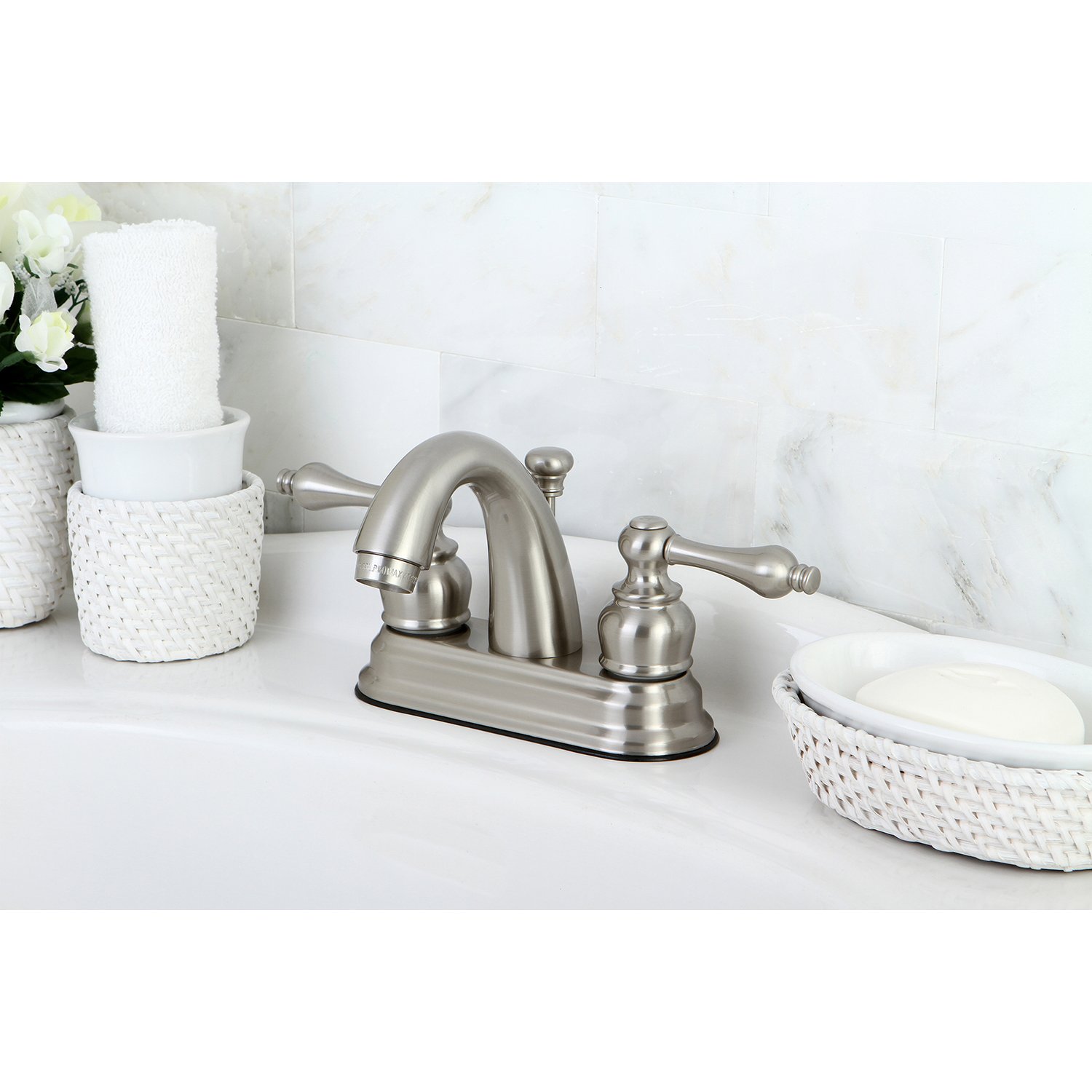 Elements of Design EB5618AL Chicago 4" Centerset Lavatory Faucet with Retail Pop-Up, 3-5/8" in Spout Reach, Brushed Nickel