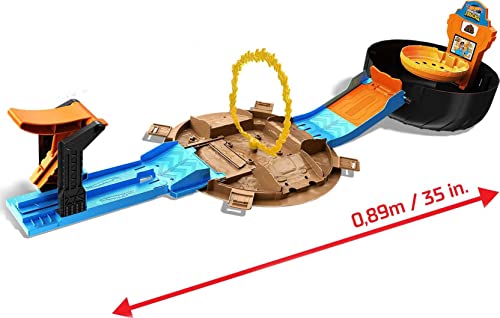 Hot Wheels Monster Trucks Stunt Tire Playset With 3 Toy Monster Trucks & 4 Hot Wheels Toy Cars in 1:64 Scale [Amazon Exclusive]