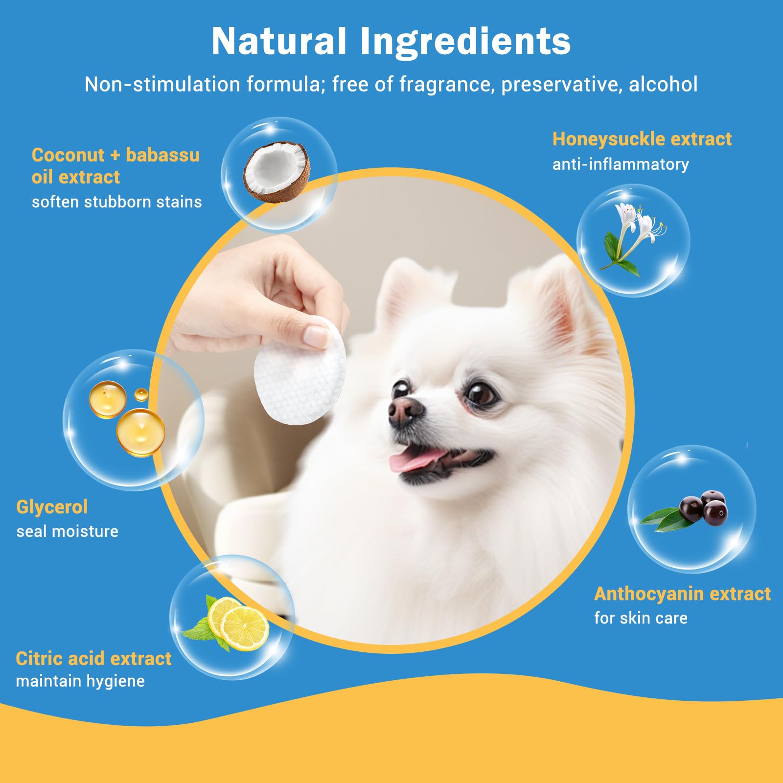 Avont Dog Eye Wipes Tear Stain Remover, 130 Pcs Cat Eye Cleaner for Discharge Crust, Gently Cleaning Pet Faces