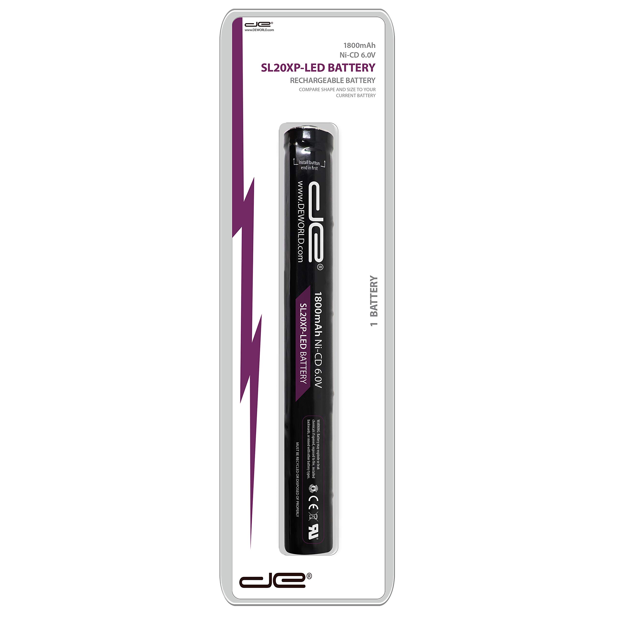 Digital Energy 77175 Rechargeable Replacement Battery for Streamlight SL-20XLED SL-20XP-LED, UltraStinger, Superstinger, SL20L, SL-20LP | 1800mAh Ni-Cd 6.0V