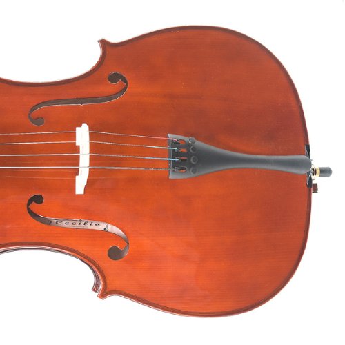 Cecilio CCO-500 Ebony Fitted Flamed Solid Wood Cello with Hard & Soft Case, Stand, Bow, Rosin, Bridge and Extra Set of Strings, Size 4/4 (Full Size)