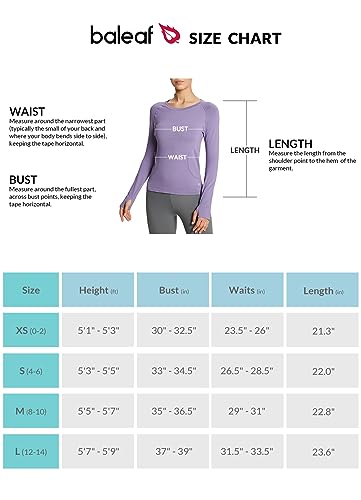 BALEAF Women's Long Sleeve Workout Athletic Seamless Shirts Tight Yoga Running Gym Fitted Tops with Thumb Holes Purple S