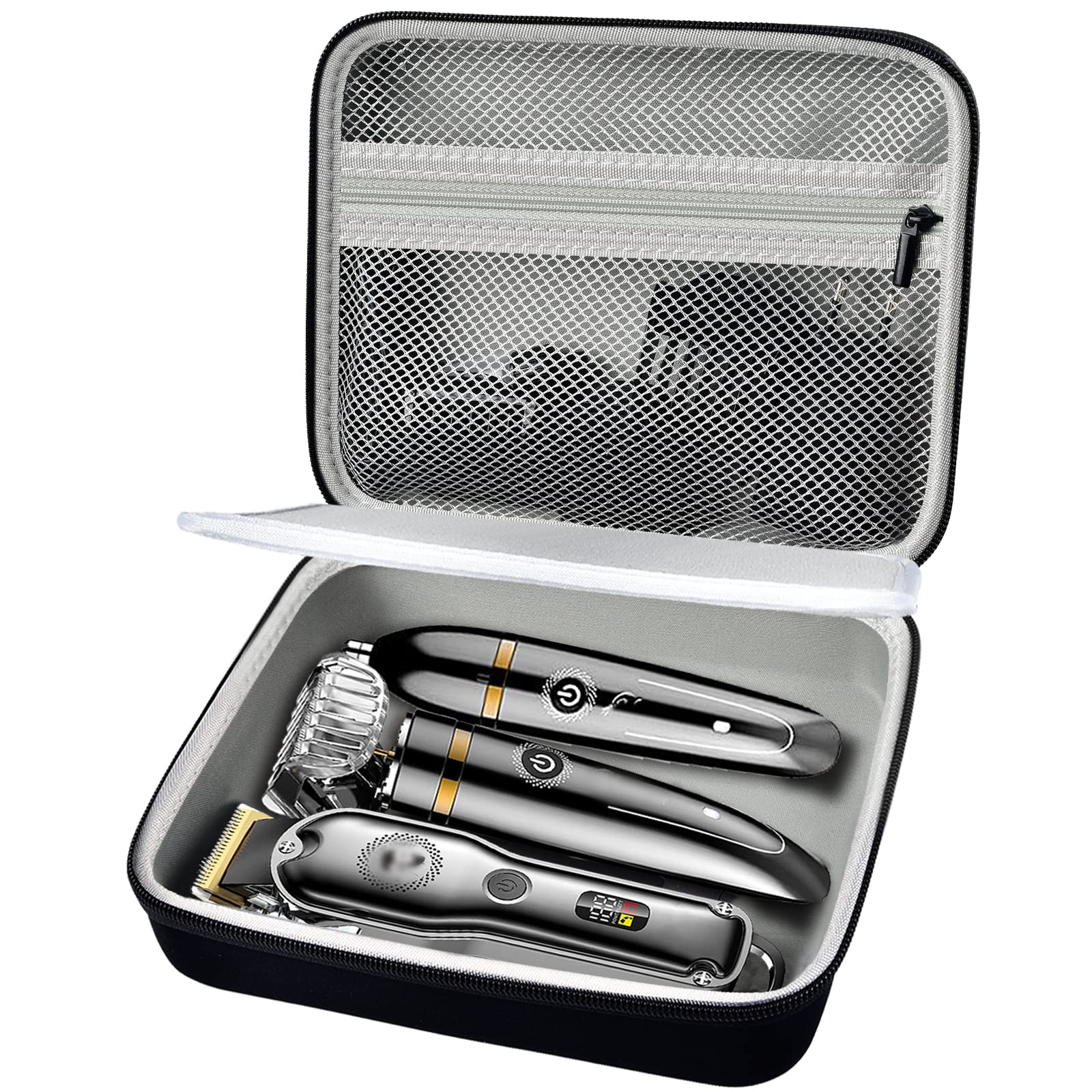 Case Compatible with EHJYO/ for Suttik/ for Karrte/ for Hatteker/ for Andis/ for Oster Hair Clippers Kit for Men, Beard Trimmer Organizer Storage Holder for Professional Cordless T-Blade, Hair Cutting Grooming Kit and Accessories (Bag Only)
