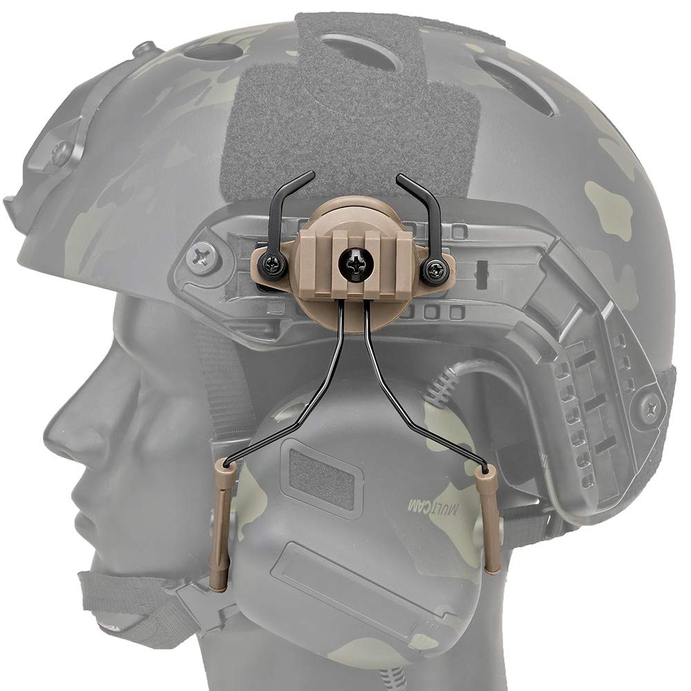 ACTIONUNION Airsoft Tactical Fast Helmet Rotatable Arc Rail Headset Adapter Kit (Tan)
