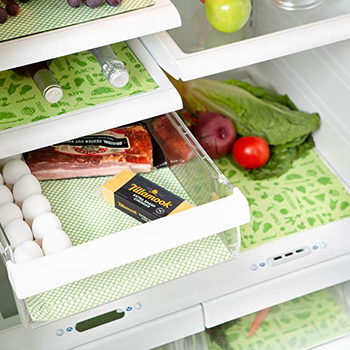 DII Fridge Liner Collection Non-Adhesive, Cut to Fit, 12x24, Green Veggies, 6 Piece