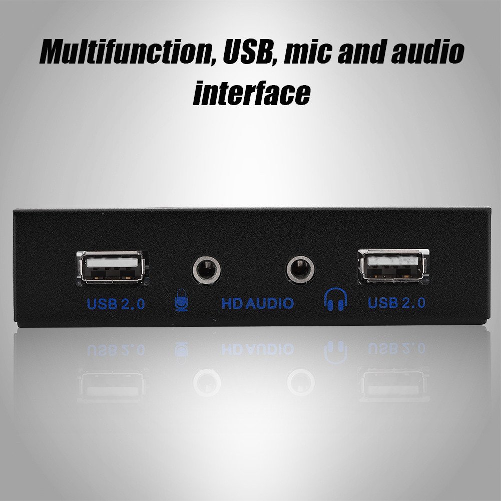 Richer-R Floppy Front Panel,USB2.0 HD-Audio Floppy Front Panel 3.5'' 9Pin to 2 USB2.0 Interface with Mic Audio