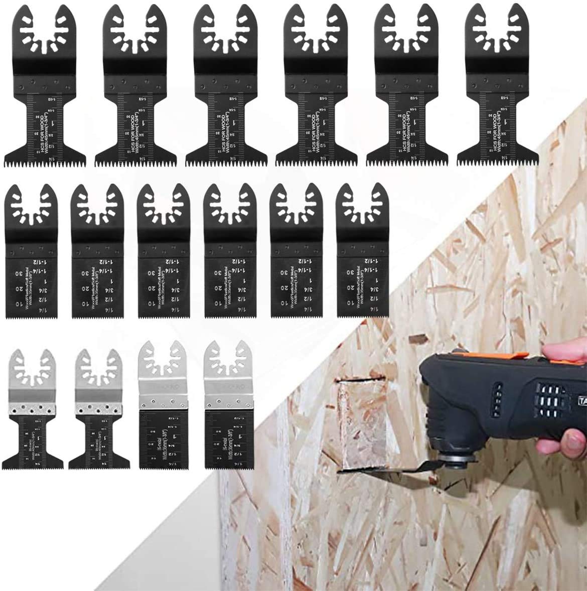72 Pcs Oscillating Saw Blades - Multi Tool Blades Kits Oscillating Tool Blades Accessories Quick Release Wood Metal Plastic Scraper Tool for Dewalt Milwaukee Fein Makita Bosch Rigid Rayobi Craftman