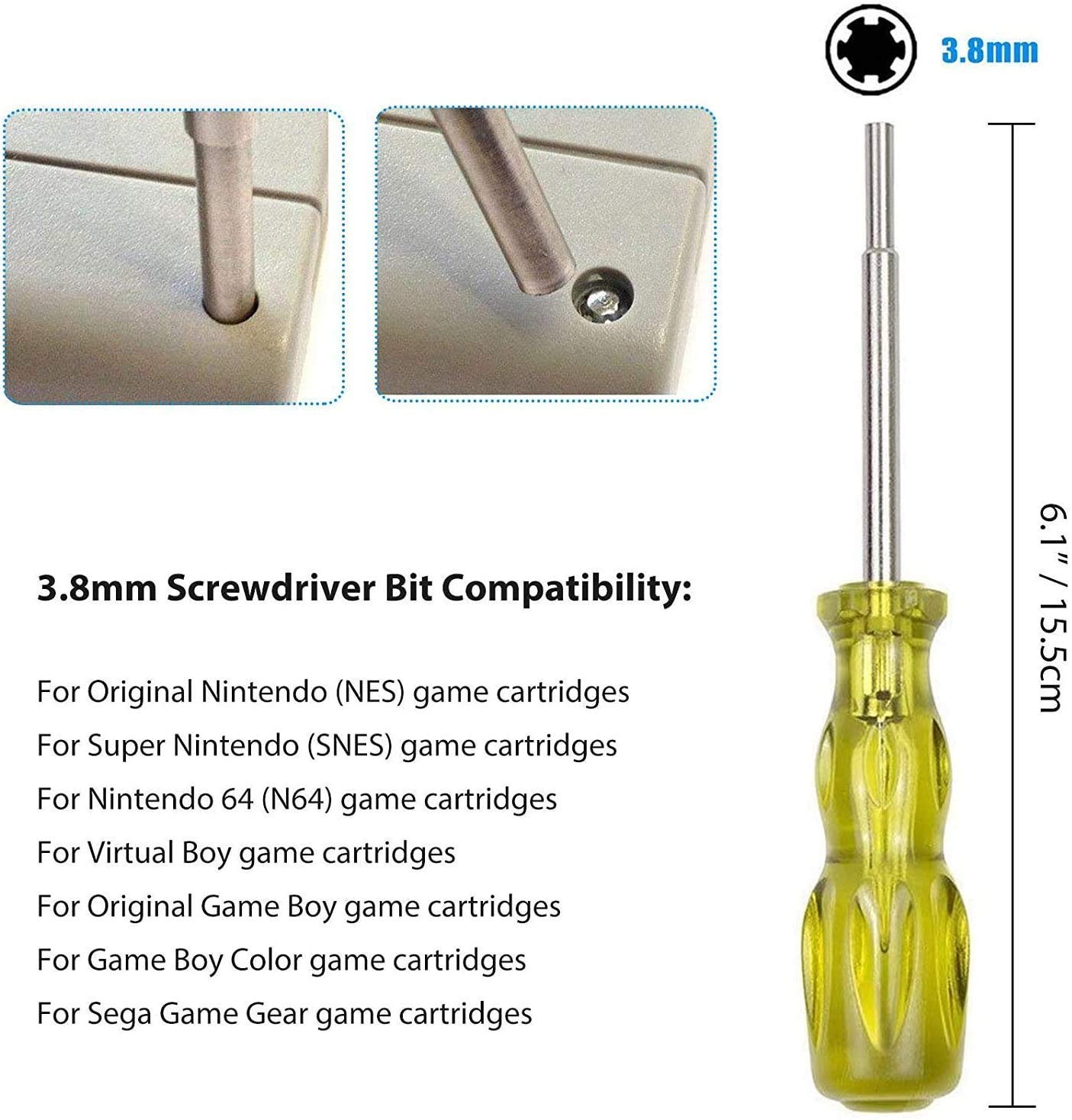 72 Pin Connector and 3.8mm Screwdriver Bit Open Tool for NES 8 BIT Nintendo System Parts