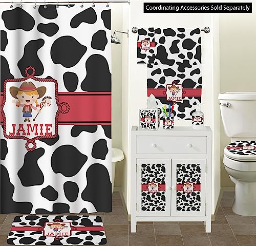 RNK Shops Cowprint Cowgirl Waste Basket - Double Sided (Black) (Personalized)