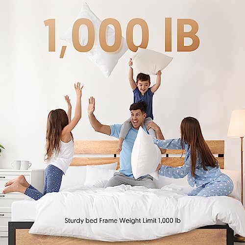 BONSOIR Full Size Bed Frame Steady Steel Platform with Wood Headboard/Footboard,No Box Spring Needed, Easy Assembly, Squeaking Free (Full Size)