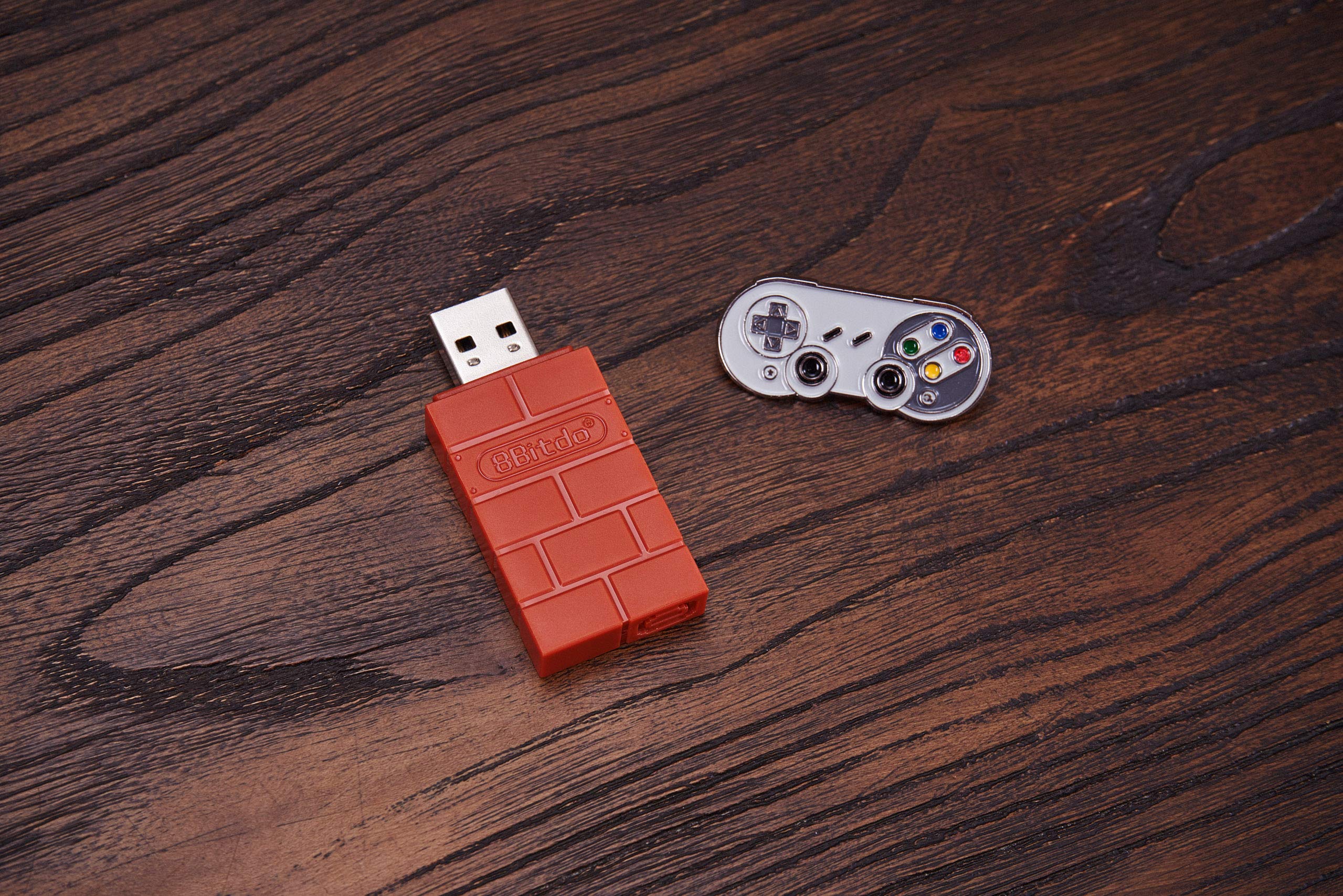 8Bitdo Wireless Controller Bluetooth Adapter for Switch, Windows, Mac & Raspberry Pi with a Commemorative Brooch