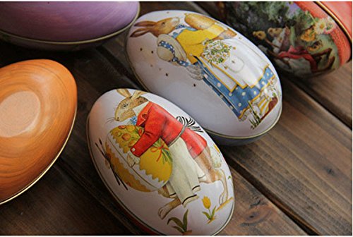 JANIUS Set of 8 Pieces Painted Eggshell Style tin Box for Easter