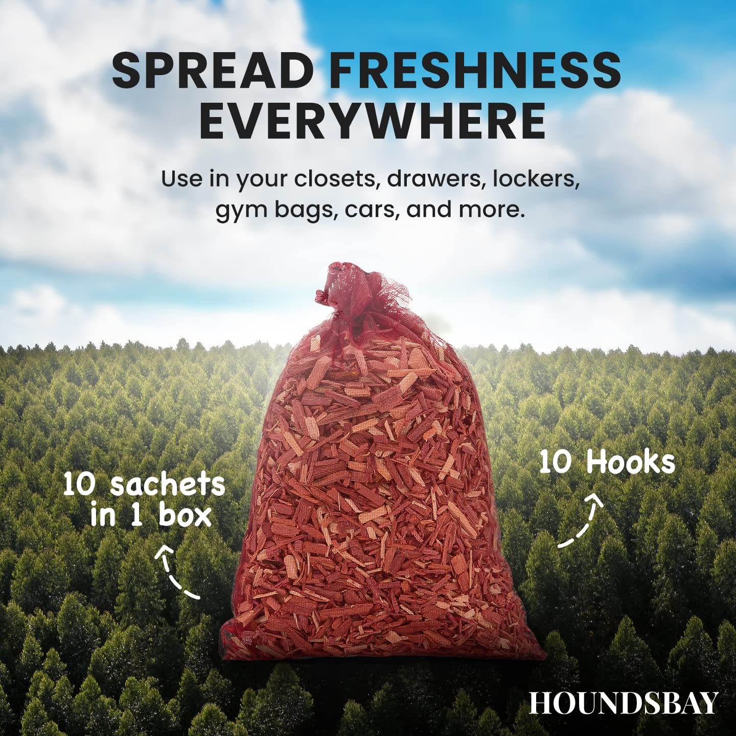 Cedar Sachet Bags, Fully Stuffed Scented Sachets with Hanger Hooks, Perfect for Closets, Drawers, Cars, Gym Bags, or Anyplace That Needs to Smell Better - Cedar Blocks for Clothes Storage