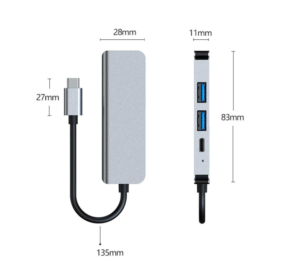 USB C Hub, BEST CABLE 4-in-1 USB C Hub Adapter USB C to HDMI 4K,100W Power Delivery , USB 3.0, USB 2.0, Compatible with MacBook Pro 2016-2020/Air 2018-2020...More
