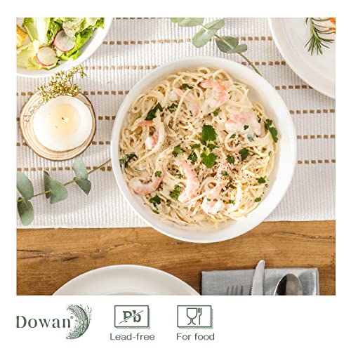 DOWAN Large Pasta Bowls, 46 Ounces Salad Serving Bowls, Ceramic Pasta Bowls Set of 4, Wide and Shallow Bowls Set, 9.2" Soup Pasta Plates, Microwave Dishwasher Safe