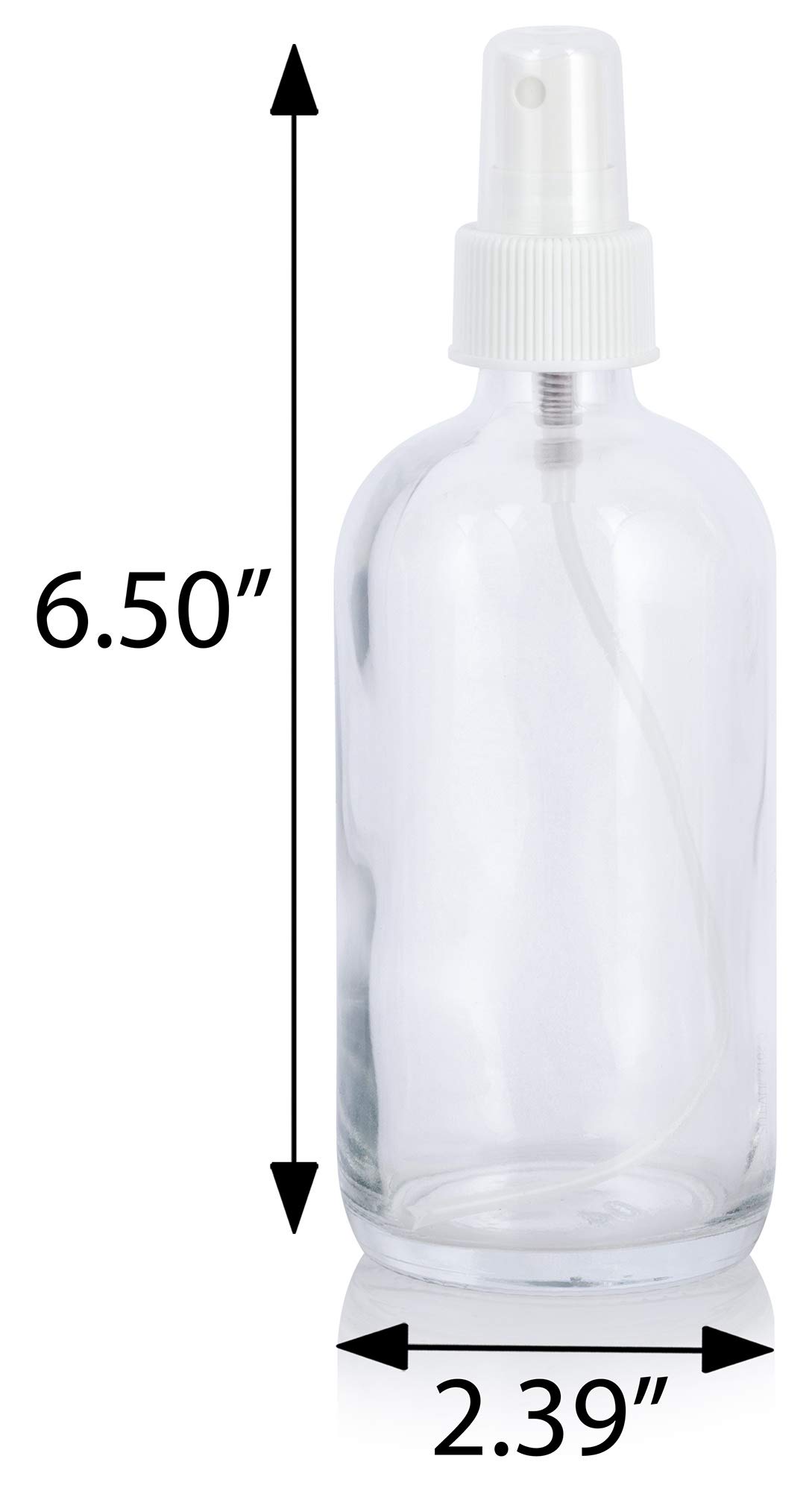 JUVITUS 8 oz Clear Boston Round Thick Plated Glass Bottle with White Fine Mist Spray (2 Pack)