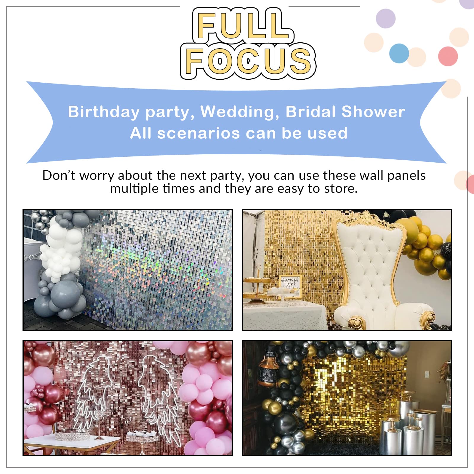 Champagne (Light Gold) Shimmer Wall Backdrop Panel - Birthday, Anniversary, Wedding Decorations, Engagement & Bridal Shower Party Decor | Glitter Bling Photo Backdrops Sheets (30 pcs (5×6 FT)