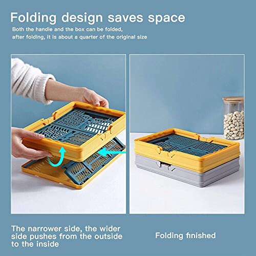 Amplus - Multi-Purpose Basket can be folded, strong and durable to hold a lot of stuff for shopping, laundry, storing or organizing items 11.7"L x 7.8"W x 6.4"H (Blue - Yellow)
