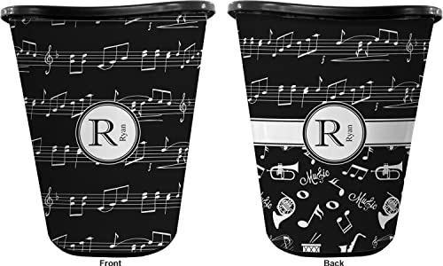 RNK Shops Musical Notes Waste Basket - Double Sided (Black) (Personalized)