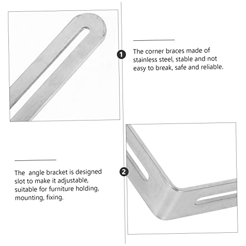 CRILSTYLEO 5pcs L-Shaped Gusset with Groove Angle Brackets for Wood Shelf Brackets for Shelves Wire Rack Shelving Corner Shelves Stainless Steel Shelves Shelf Support Bracket Shelf Bracket
